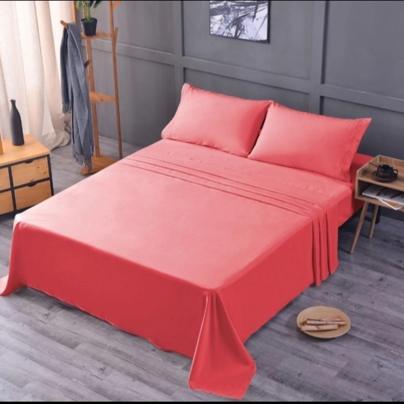 Bedding | Luxury 180 Cool Bamboo Sheet Set Queen Size Coral Deep Pocket ...